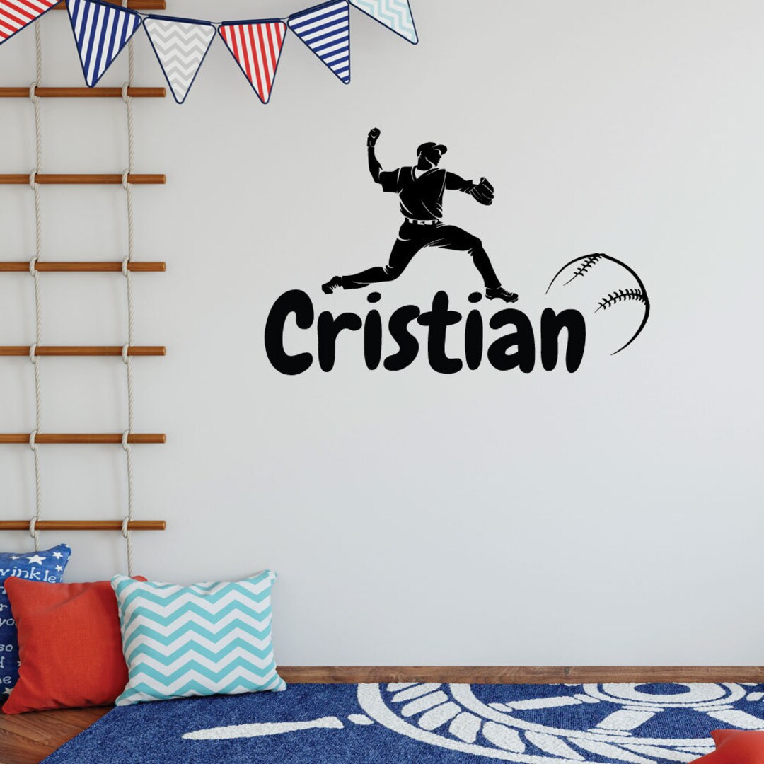 Baseball Pitcher Custom Name Nursery Baby Boy Wall Decal Vinyl Sticker ...