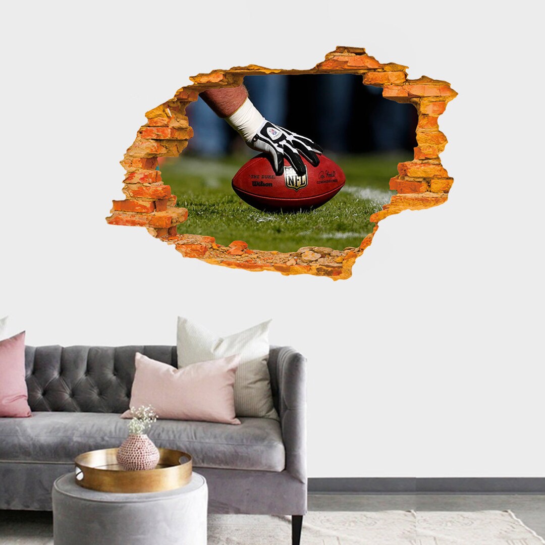Football 3D Wall Decal, Wall Sticker - Removable Vinyl Sticker - Mural ...