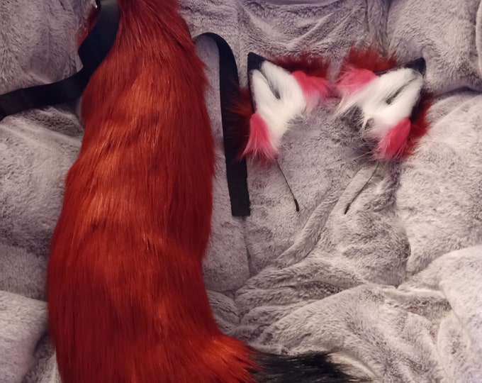 Cute Hq Dark Red Furry Fox Ears and Tail - Etsy