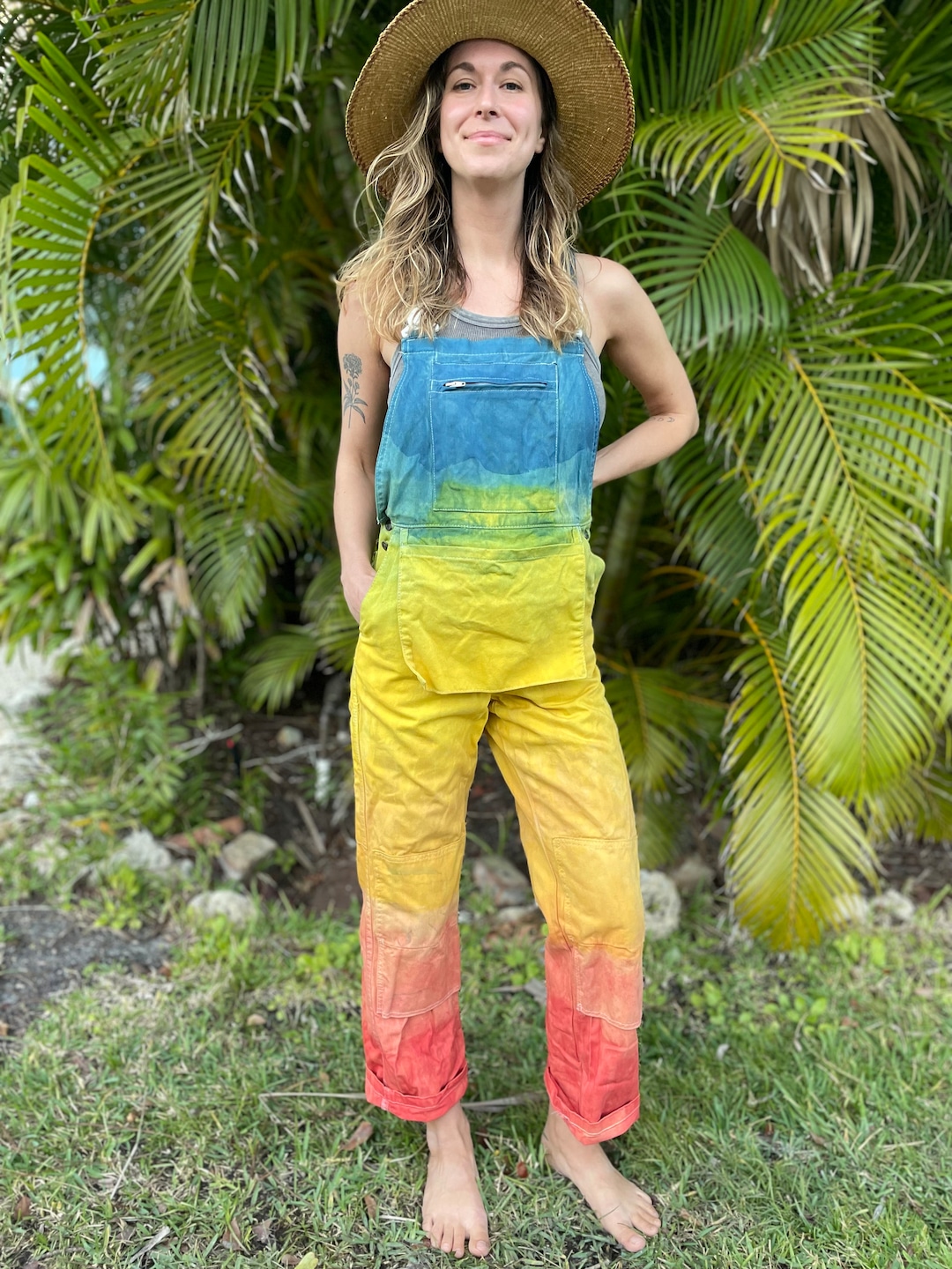 Rainbow Overalls - Naturally Dyed Cotton Jumpsuit - Etsy