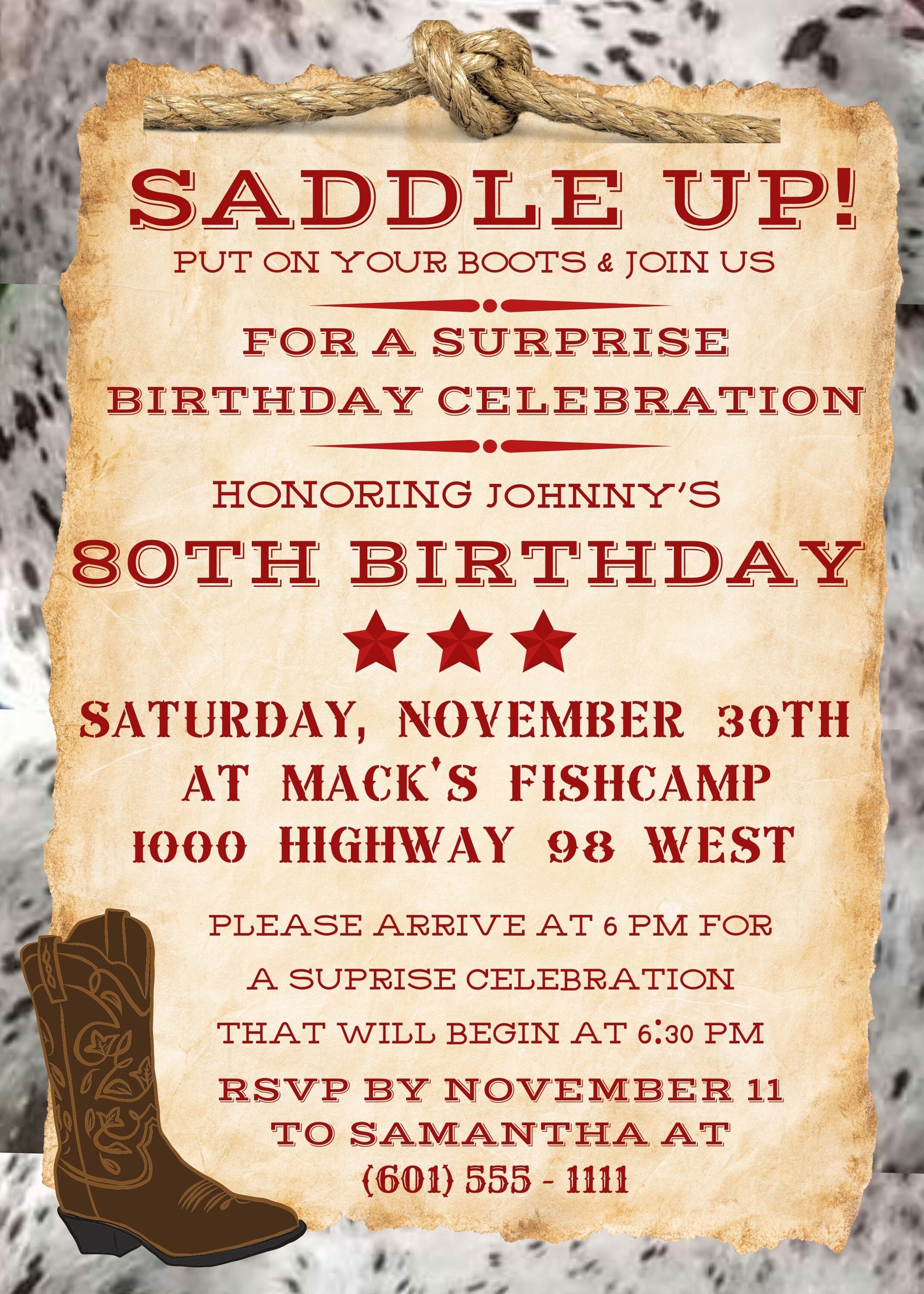 Saddle up Birthday Invitation, Appaloosa Background, Cowboy Birthday, INSTANT DOWNLOAD (with ...