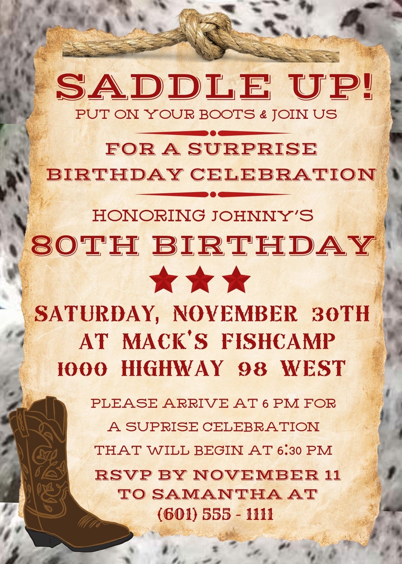 Saddle up Birthday Invitation, Appaloosa Background, Cowboy Birthday ...