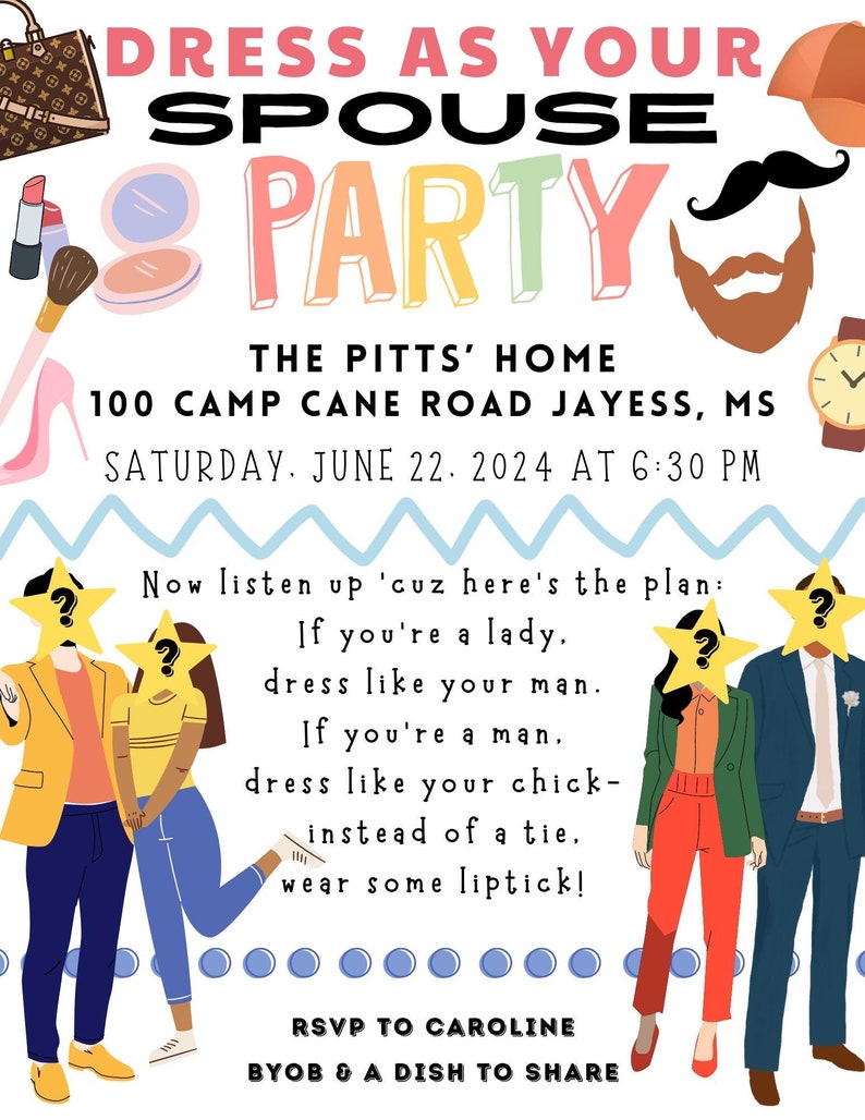 Dress as Your Spouse Party Invitation, INSTANT DOWNLOAD (with Canva) - Etsy