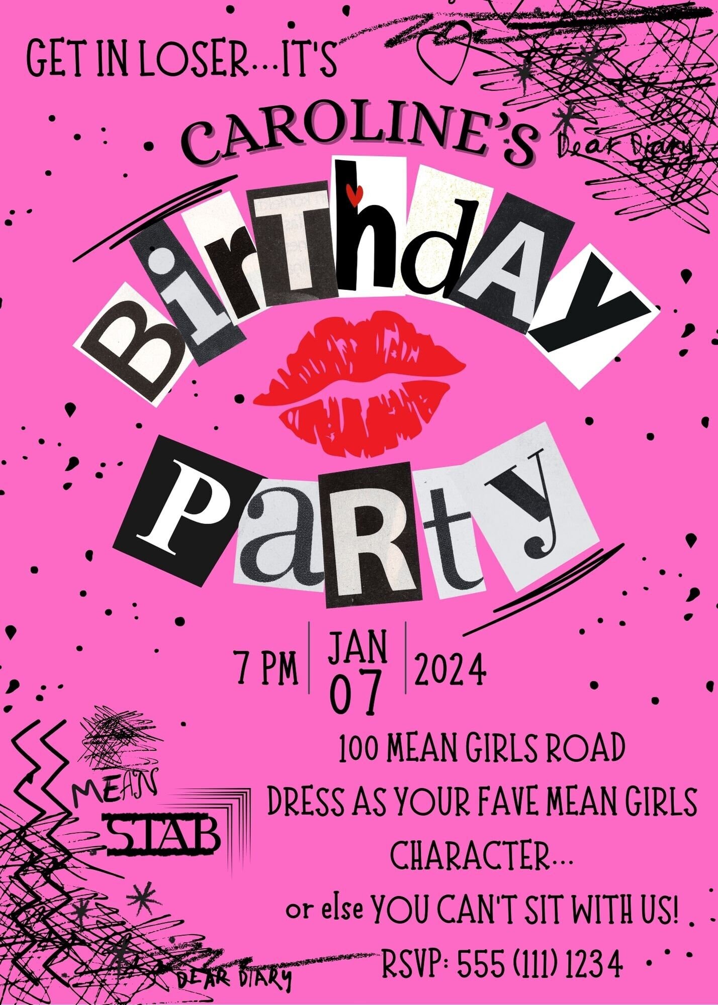Mean Girls Party Invitation, INSTANT DOWNLOAD (with Canva) - Etsy UK