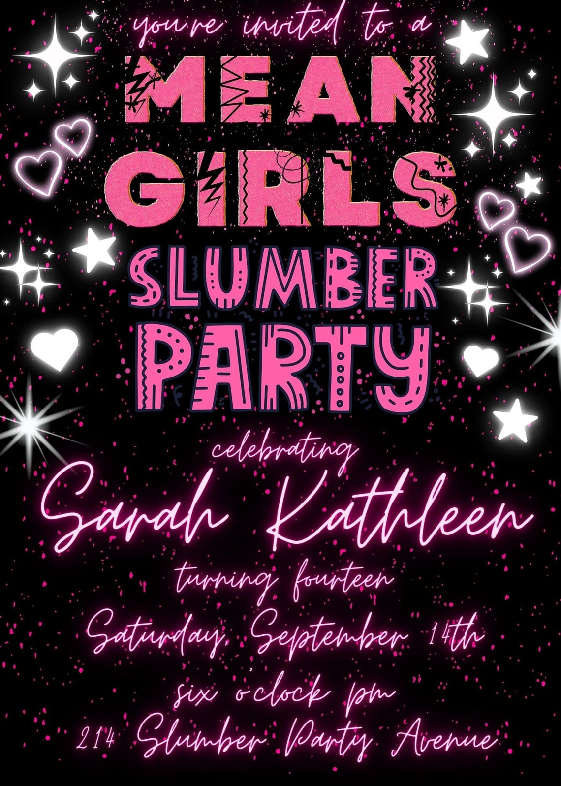 Mean Girls Slumber Party Invitation, INSTANT DOWNLOAD (with Canva) - Etsy