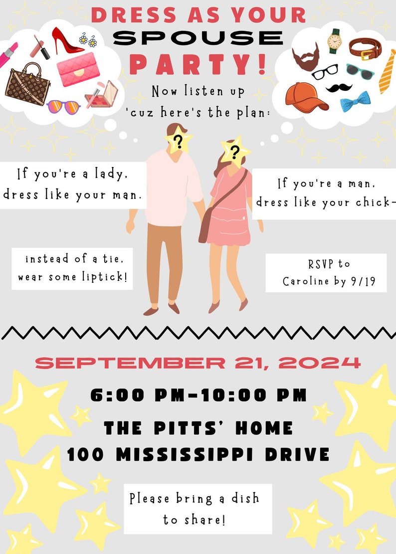 Dress as Your Spouse 4 Invitation, INSTANT DOWNLOAD (with Canva) - Etsy