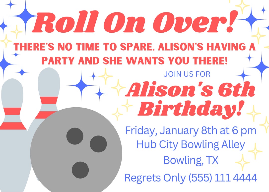 Bowling Party Invitation, INSTANT DOWNLOAD (with Canva) - Etsy