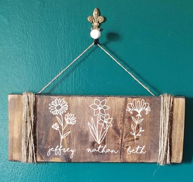 Personalized Birth Flower Wood Sign Personalized Gift for - Etsy
