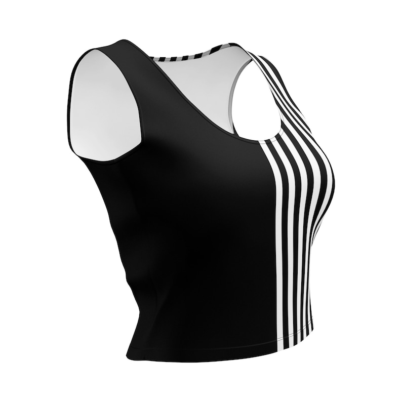 Black and White Striped Crop Top | Half and Half Tank Top | Summer Tee ...