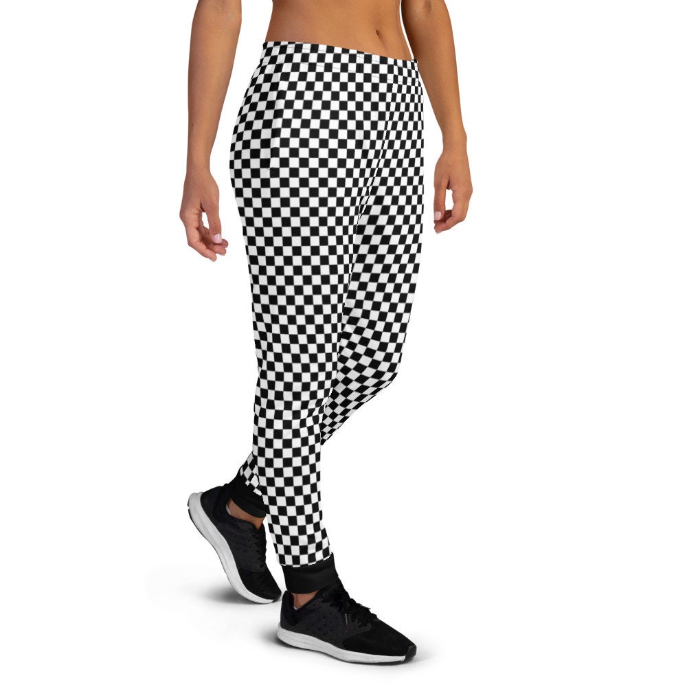Checkered Joggers | Checkers Sweatpants | Black and White Bottoms ...
