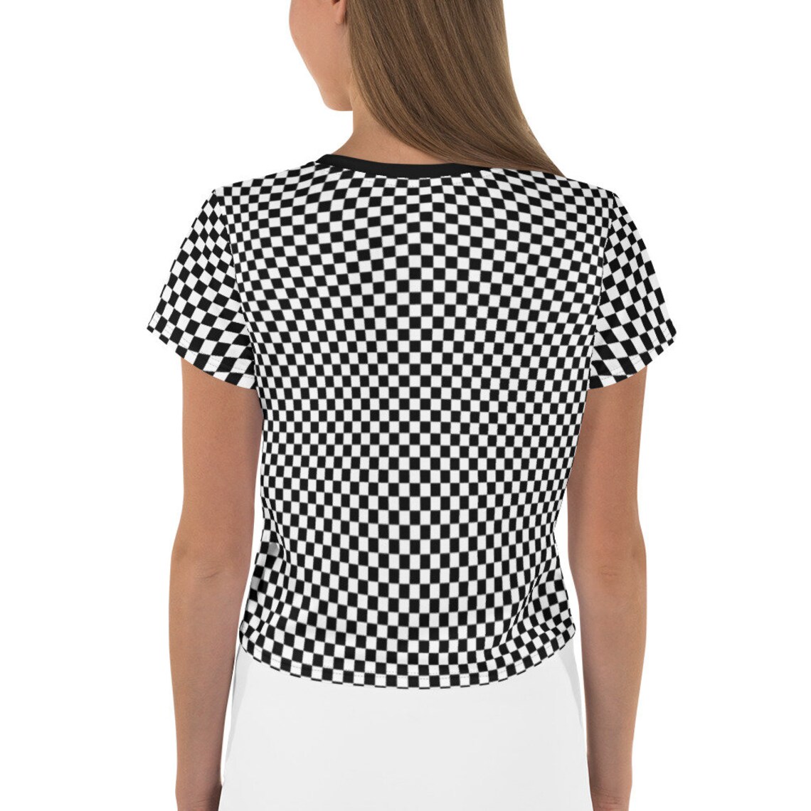 Checkered Crop Top Checkers Cropped Tee Black and White - Etsy