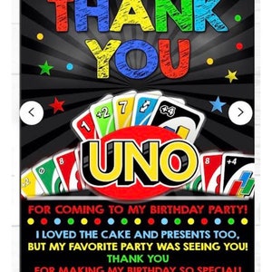 UNO BIRTHDAY THEME Invitation & Thank You Combo Delivered Fully ...