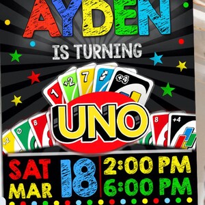 UNO BIRTHDAY THEME Invitation & Thank You Combo Delivered Fully ...