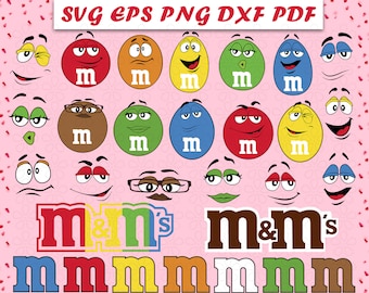 M and m face svg | Etsy