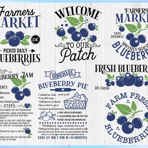 Blueberry Sign SVG Bundle, Farm Fresh Blueberries Svg, Local Blueberry ...