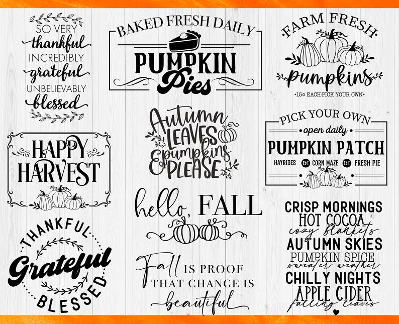 Fall Sign Svg Bundle, Rustic Fall Svg Signs, Thanksgiving Sign Svg ...