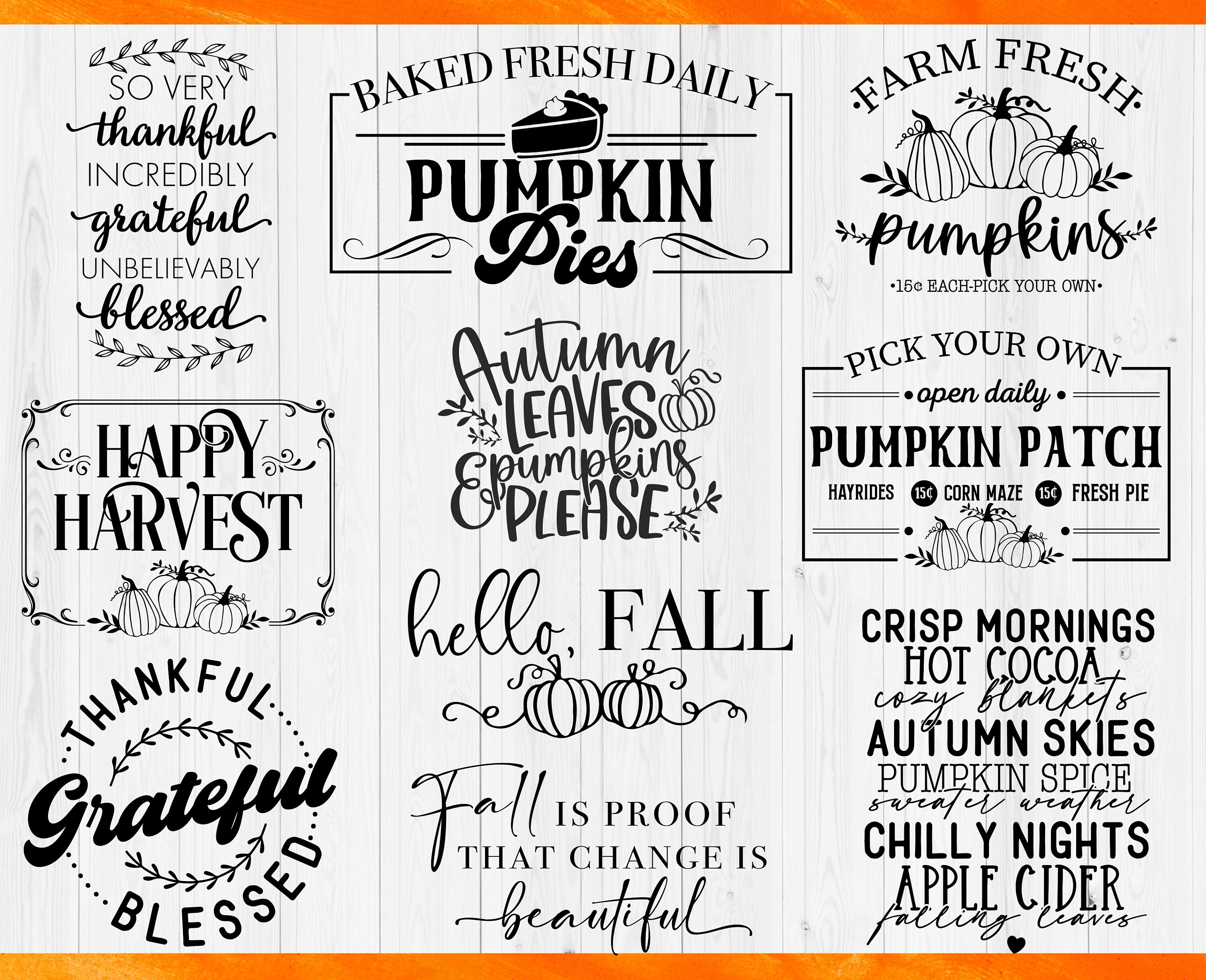 Fall Sign Svg Bundle, Rustic Fall Svg Signs, Thanksgiving Sign Svg ...