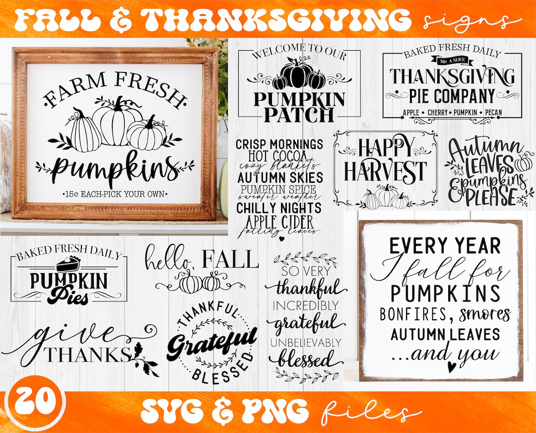 Fall Sign Svg Bundle, Rustic Fall Svg Signs, Thanksgiving Sign Svg ...