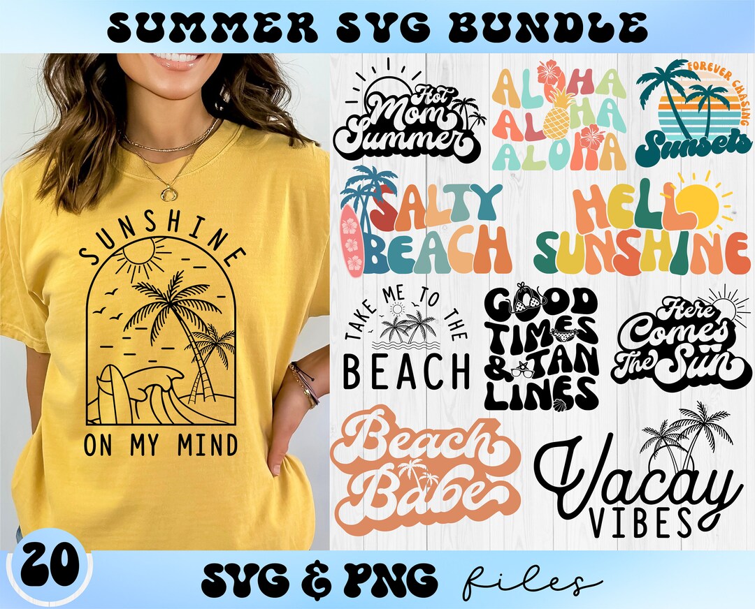 Summer SVG Bundle, Summer Shirt Svg, Retro Summer Svg, Beach Life Svg ...
