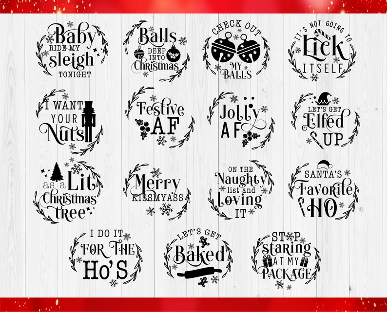 Naughty Christmas Ornament Svg Bundle, Funny Christmas Ornament Svg ...