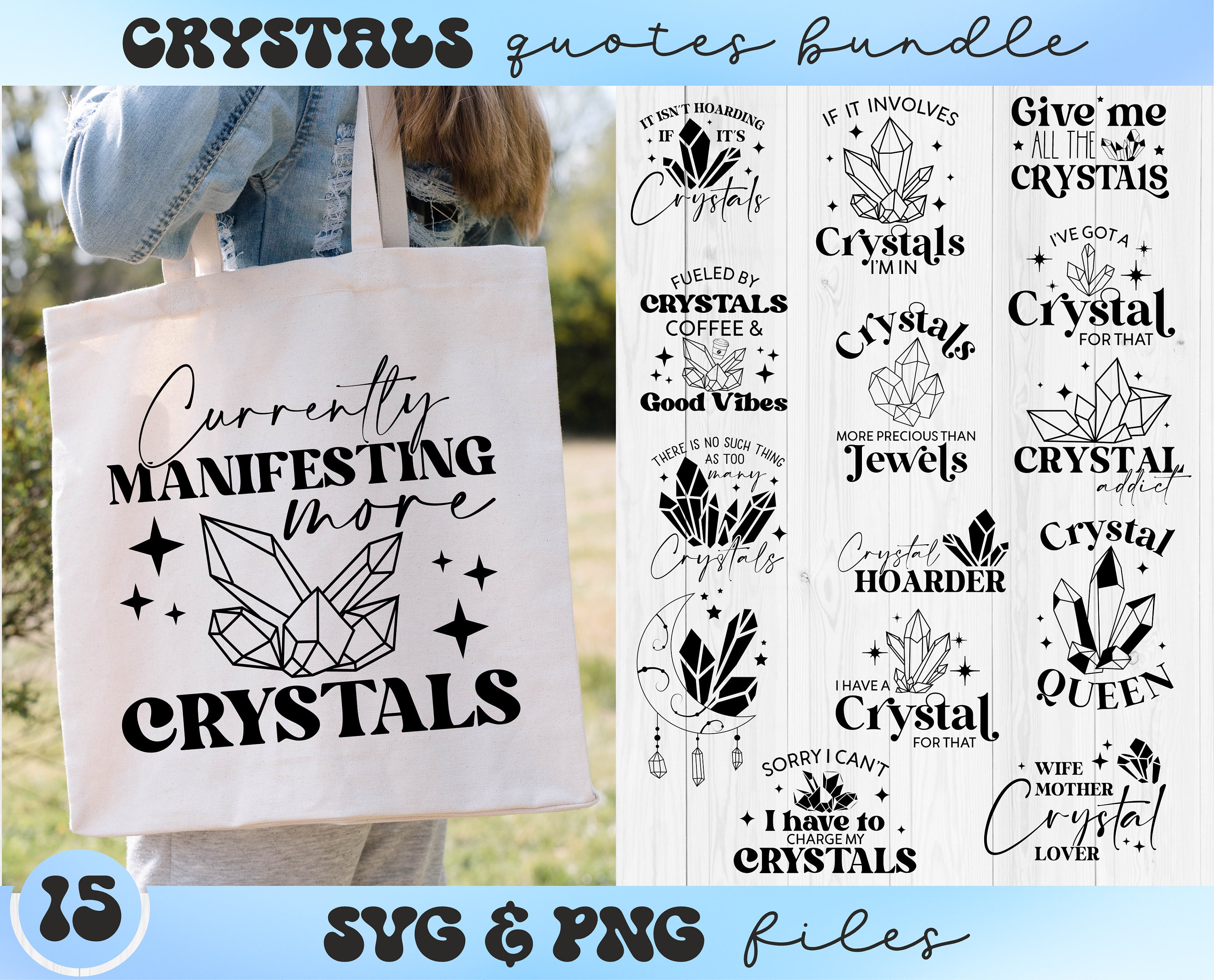 Crystal Svg Bundlecrystal Lover Svgfueled by Crystals and - Etsy