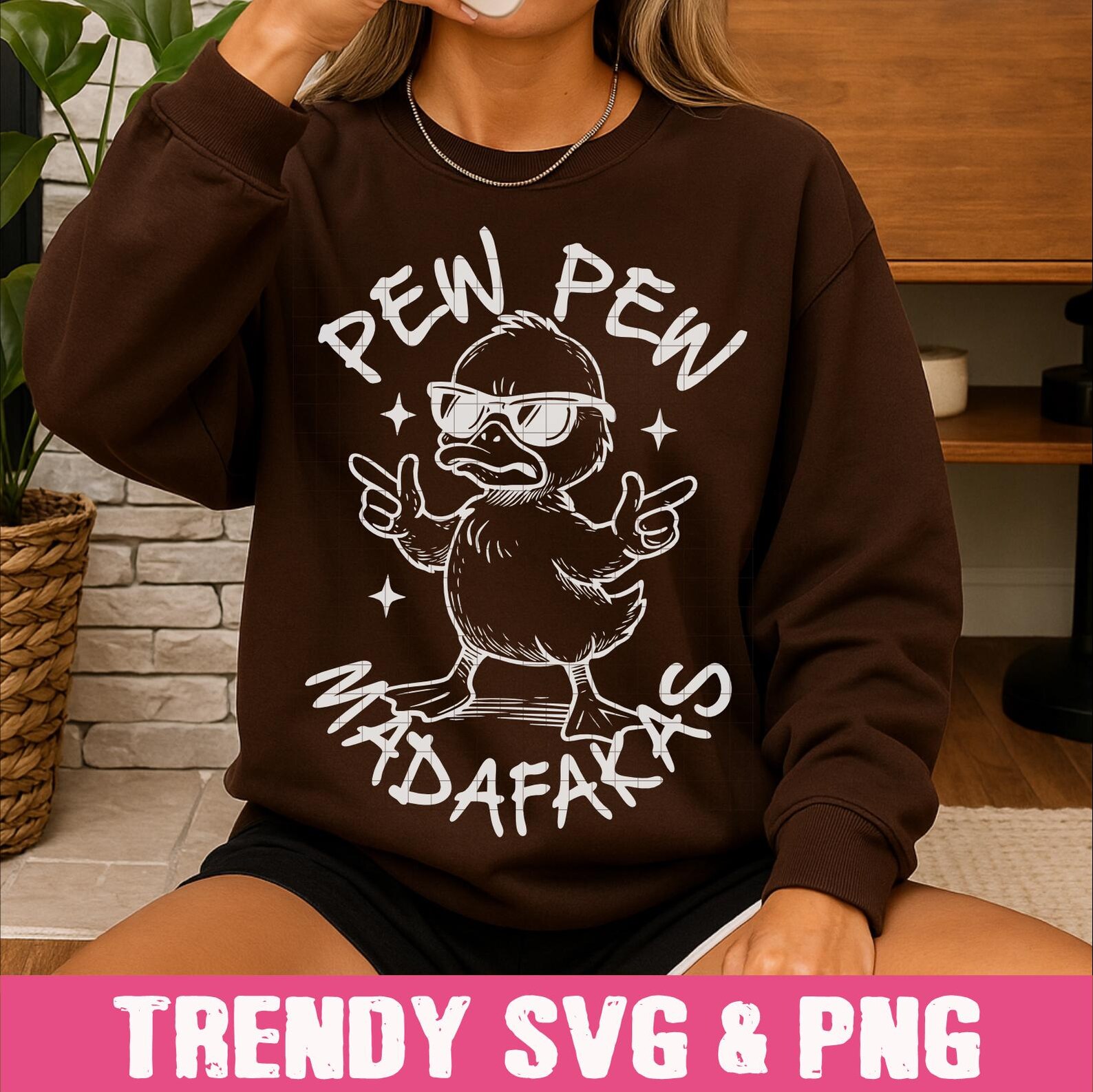 Pew Pew Madafakas Snarky Duck SVG PNG, Funny Duck Shooting Svg ...