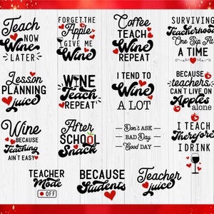 Teacher Wine Glass Svg Bundle, Teacher Wine Svg, After School Snack Svg ...