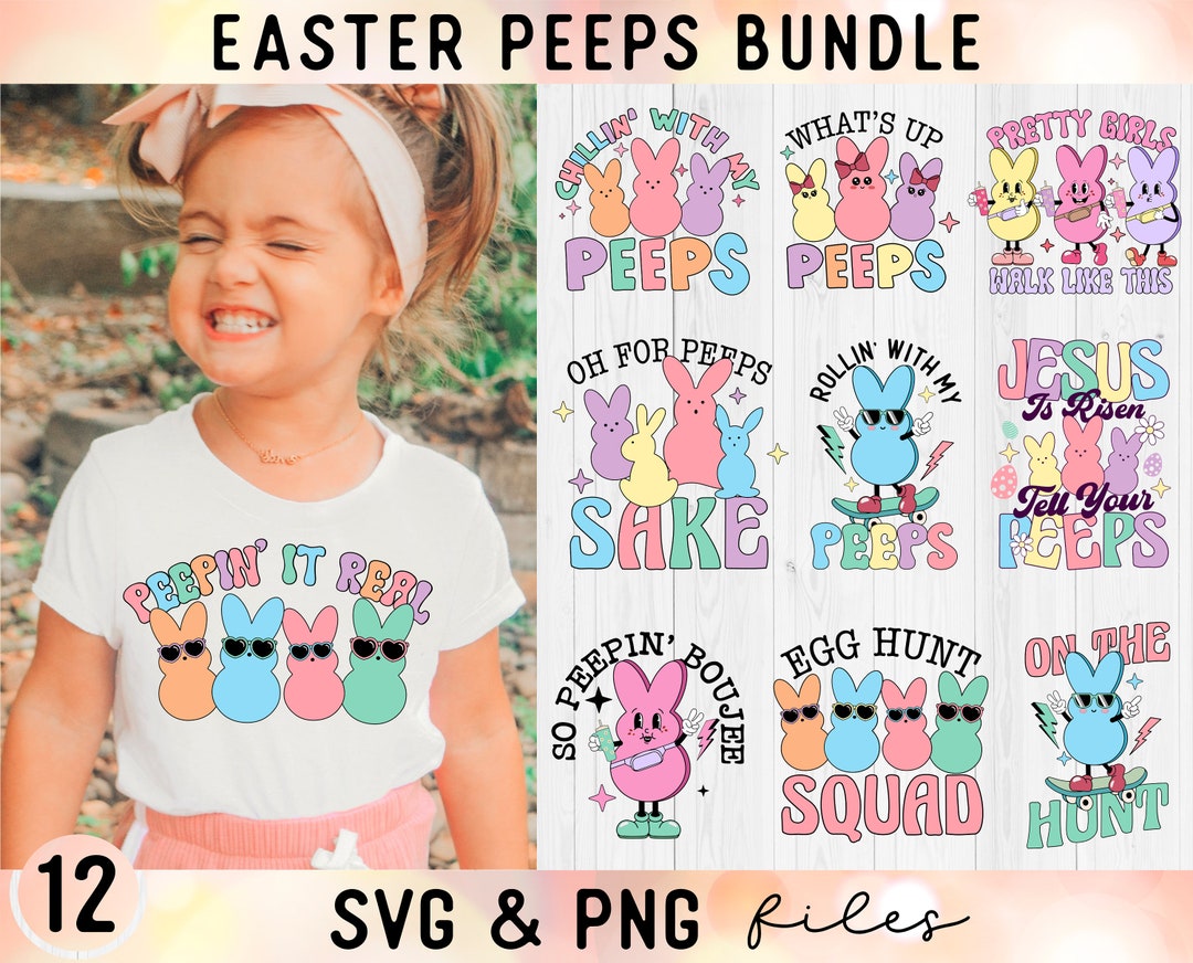 Easter Peeps SVG Bundle, Kids Easter Svg, Skateboard Bunny Svg, Chillin ...