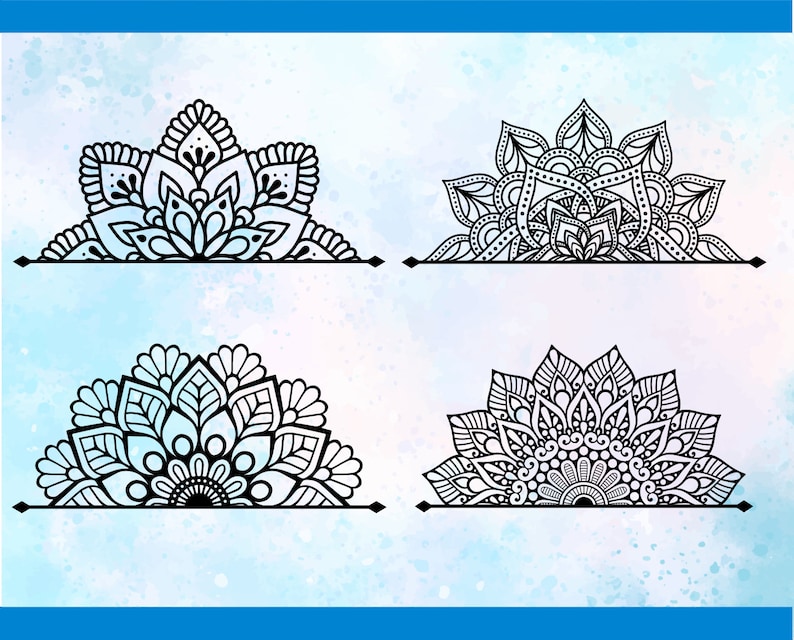 Half Mandala Svgmonogram Mandala Svg Files for Cricutmandala - Etsy