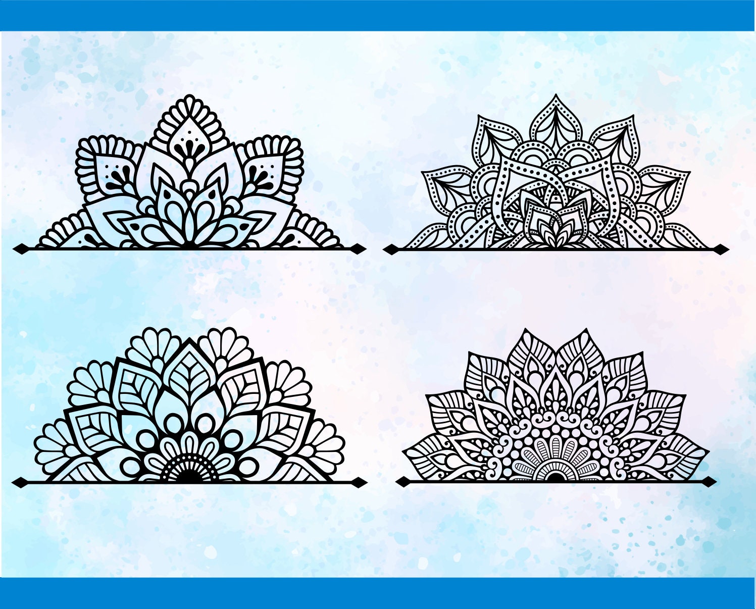 Half Mandala Svgmonogram Mandala Svg Files for Cricutmandala - Etsy Canada