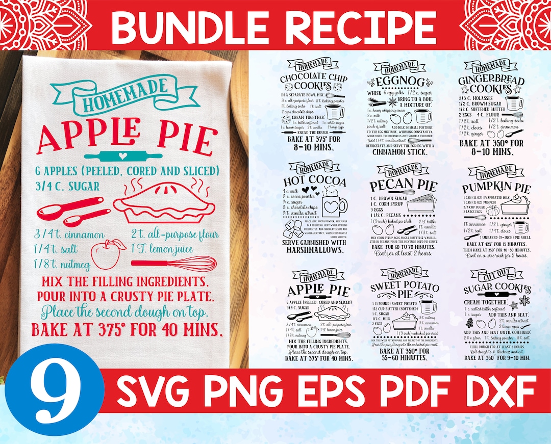 Bundle Recipe Svg,farmhouse Kitchen Svg,bundle Recipe Cut File ...