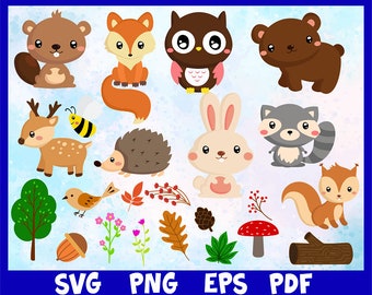 Woodland Animals SVG Set. Woodland Creatures SVG. (Instant Download) - Etsy