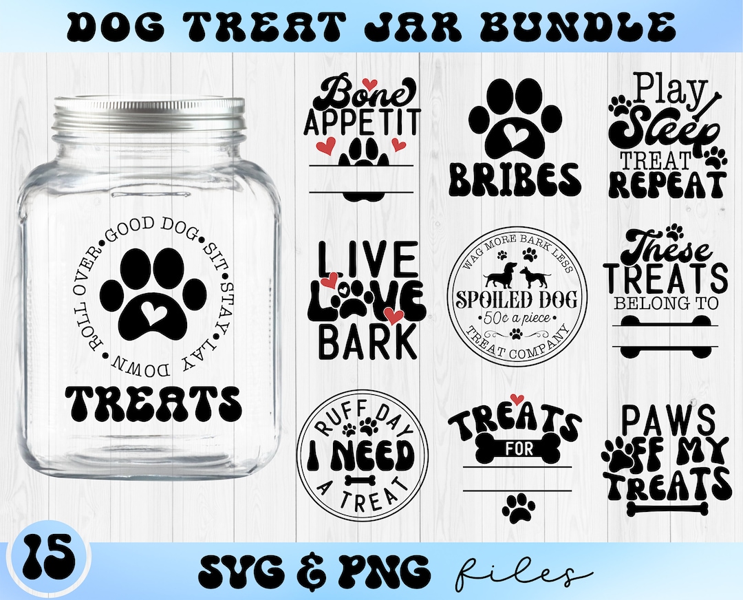 Dog Treat Jar SVG Bundle, Dog Treats Svg, Dog Food Svg, Dog Treat ...