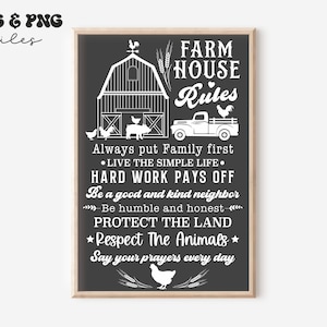 Farmhouse Rules SVG, Farmhouse Sign Svg, Farmhouse Home Decor Svg, Farm ...