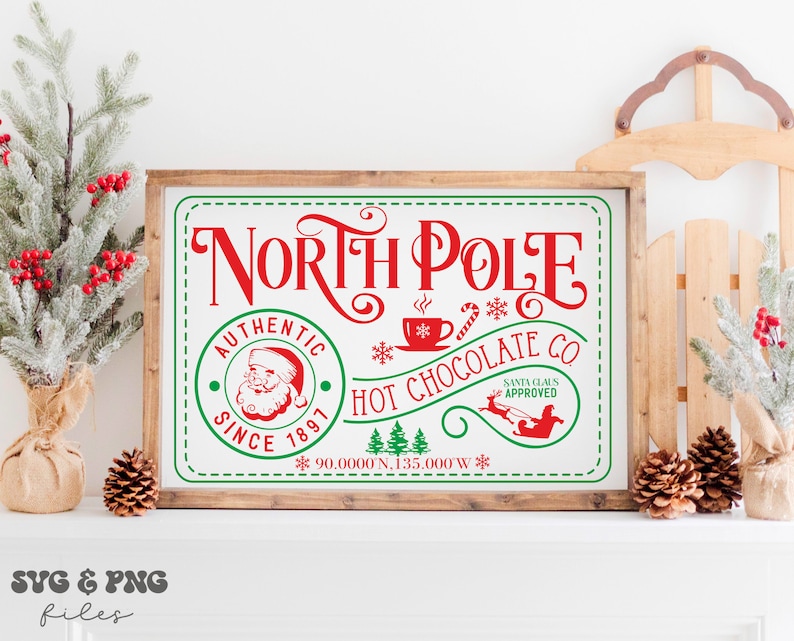 North Pole Svg Bundle Farmhouse North Pole Sign Svg Santa - Etsy