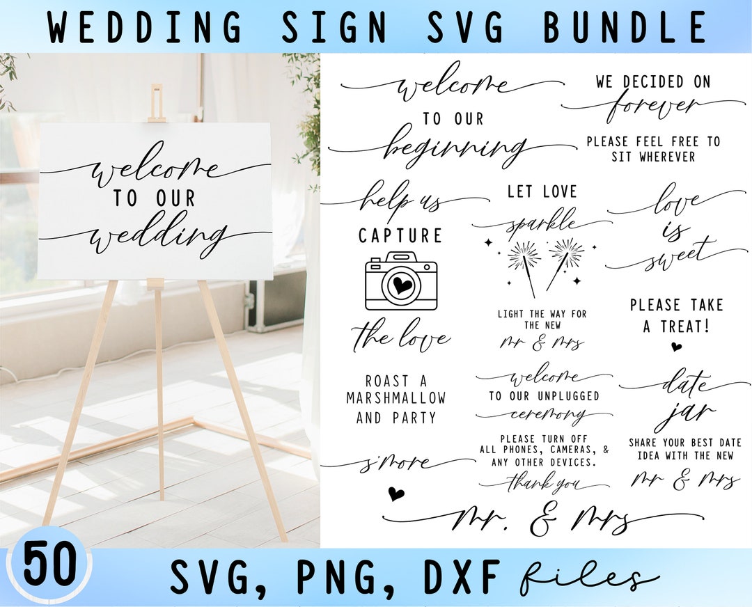 Wedding Sign SVG Bundle, Wedding Quote SVG Set, Cards and Gifts Svg ...