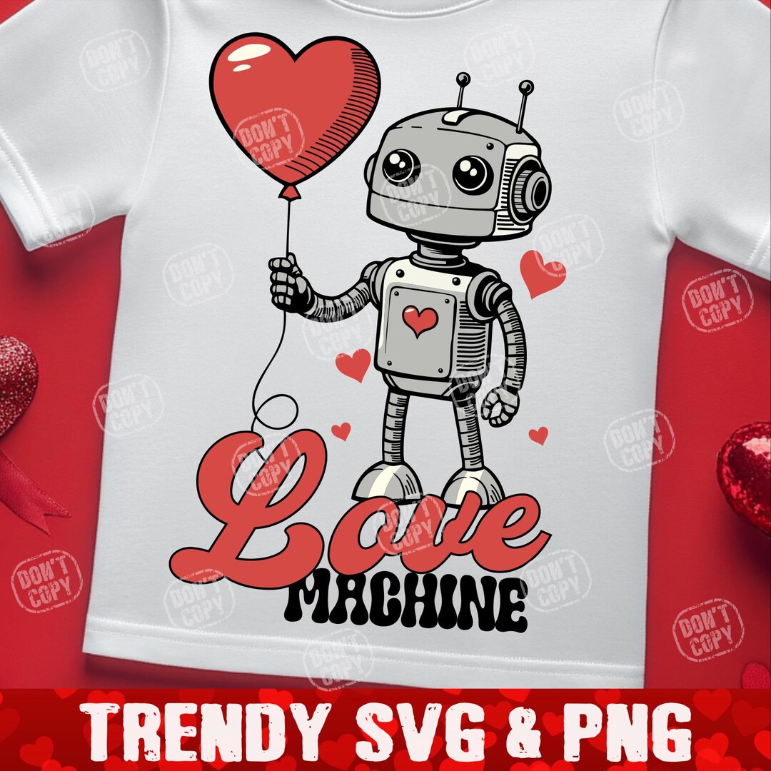 Love Machine SVG PNG, Robot Valentines Day Svg, Retro Valentine Svg ...