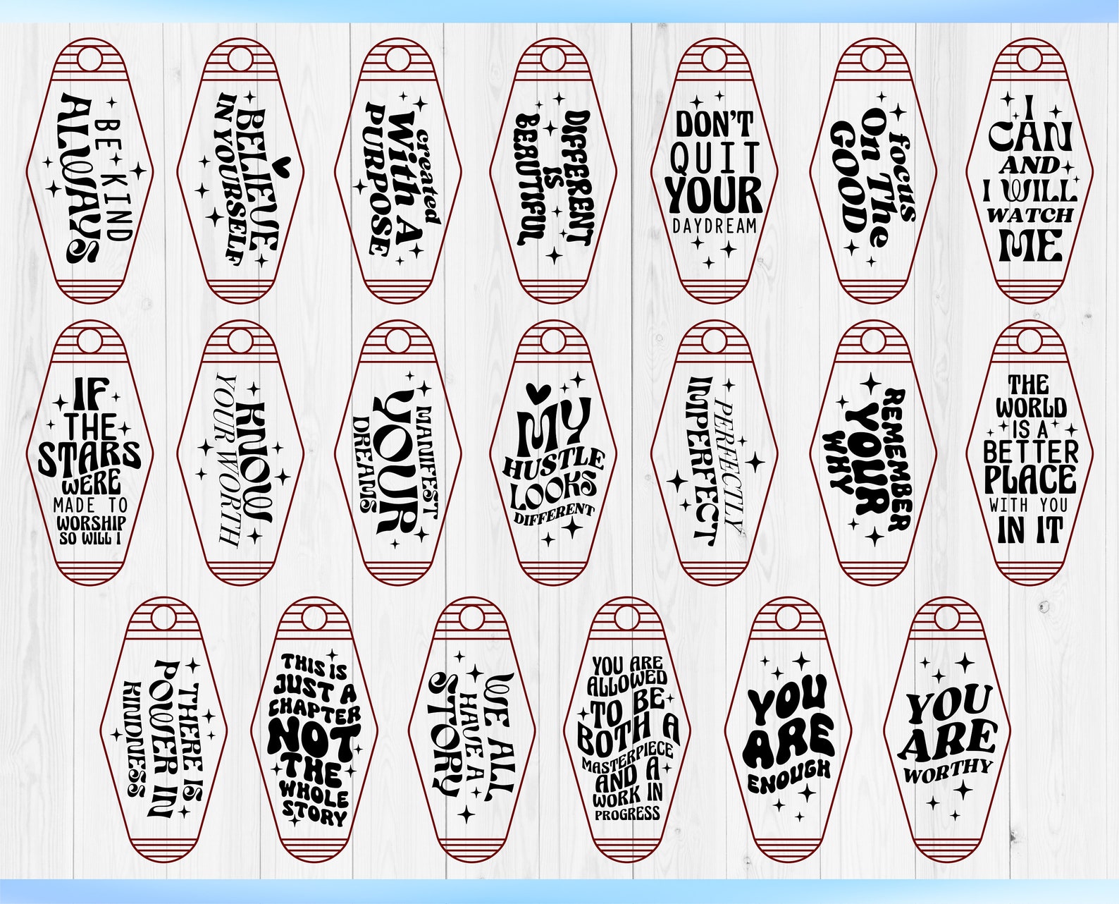 Inspirational Motel Keychain SVG Bundle, Inspirational Hotel Keychain ...