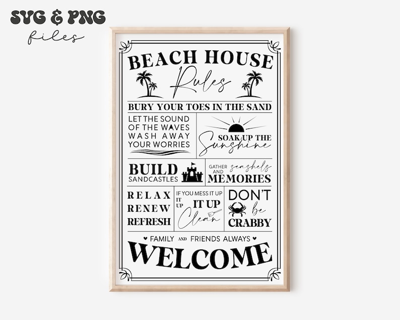 Beach House Rules Svg Beach House Sign Svgrustic Sign - Etsy