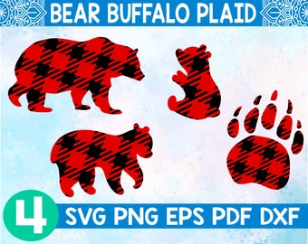 Christmas Plaid Bear Svg - Etsy