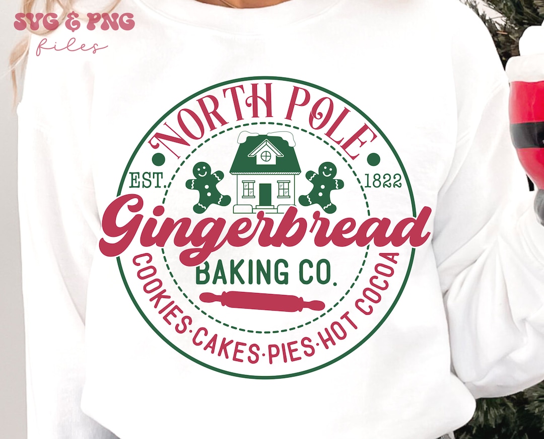 North Pole Gingerbread Baking Co Svg Farmhouse Christmas Sign Svg