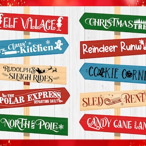 Christmas Direction Post Signs Svg Bundle, Christmas Directional Post ...