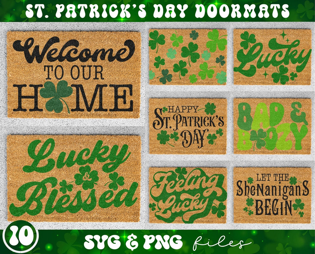 St Patrick's Day Doormat Svg Bundle, Patricks Door Mat Svg, Welcome ...