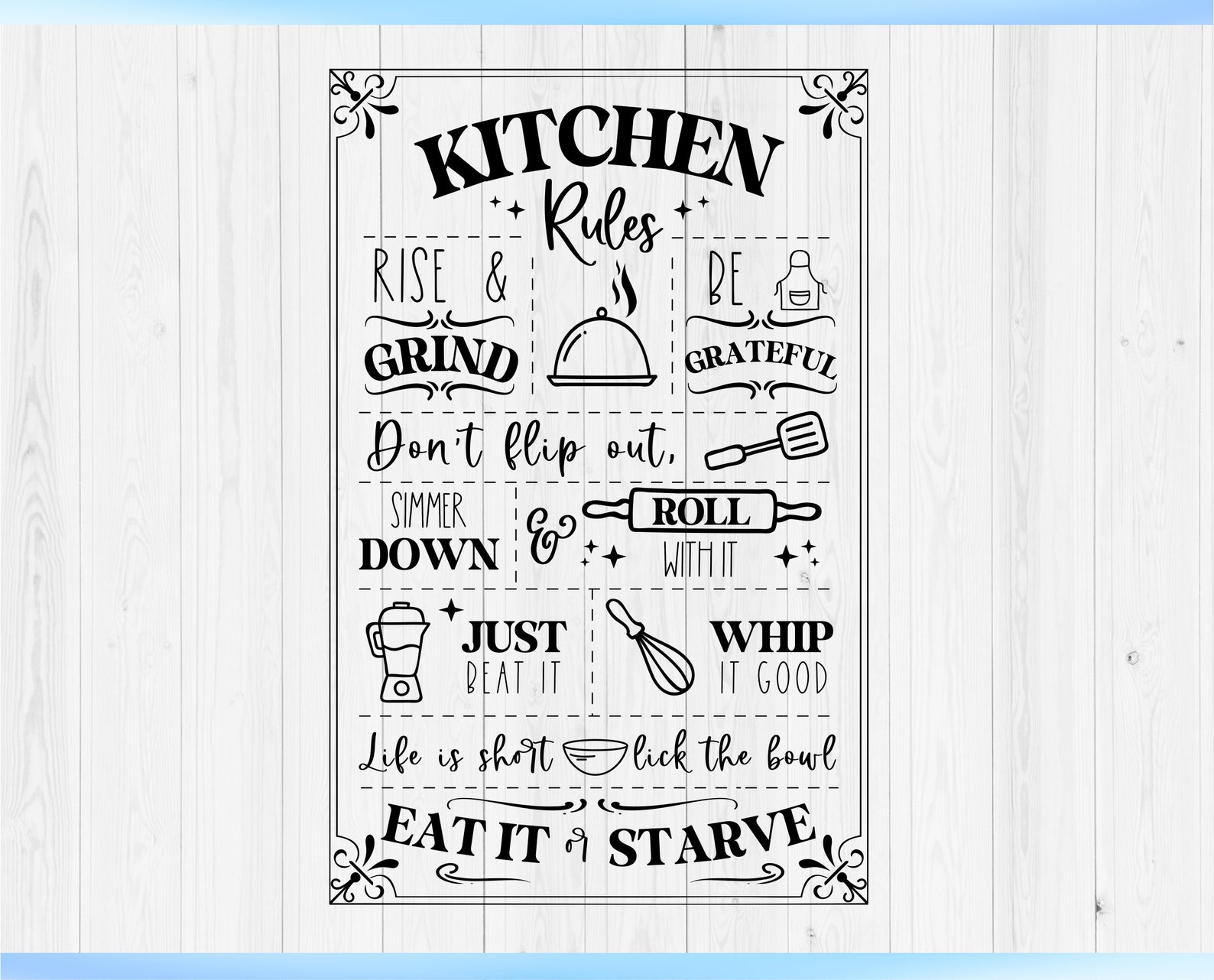 Kitchen Rules Svgfarmhouse Signrustic Sign Svgkitchen Rules - Etsy