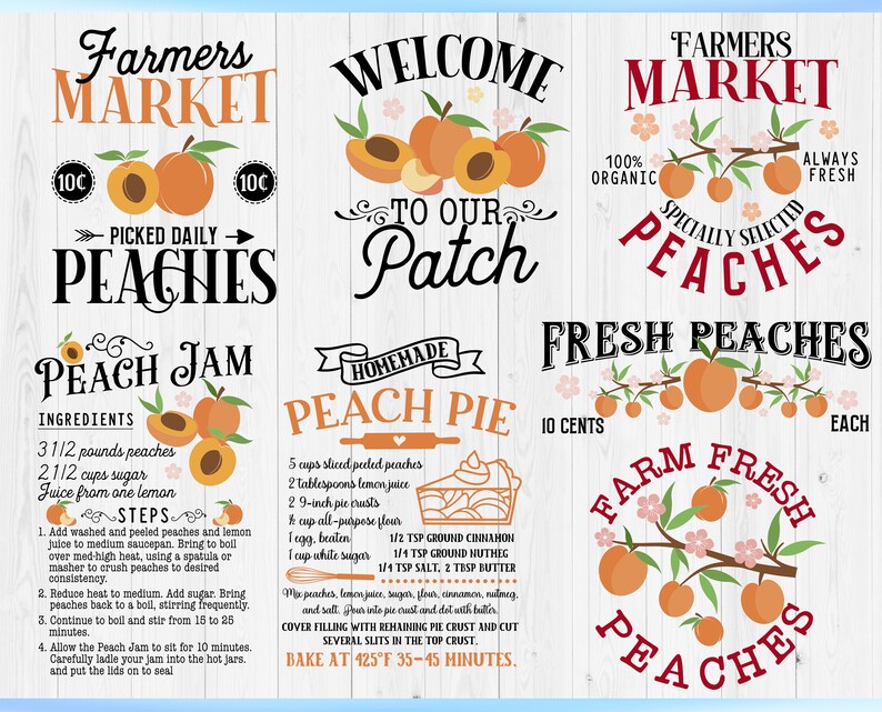 Peach Sign SVG Bundle, Peach Quote Svg Set, Just Peachy Svg, Fresh ...