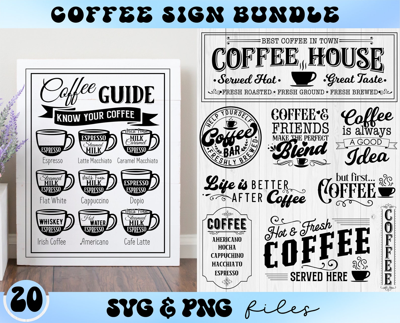 Coffee Sign SVG Bundle, Farmhouse Sign Svg, Coffee Sign for Kitchen Svg ...