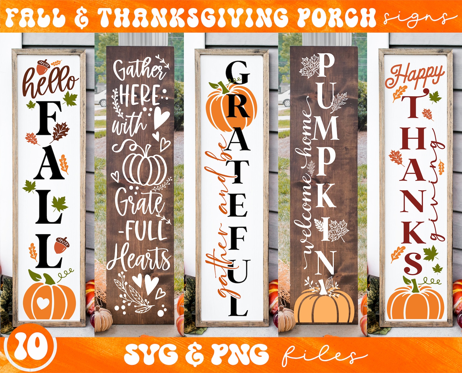 Fall Porch Sign Svg Bundle, Thanksgiving Porch Sign Svg, Fall Welcome ...