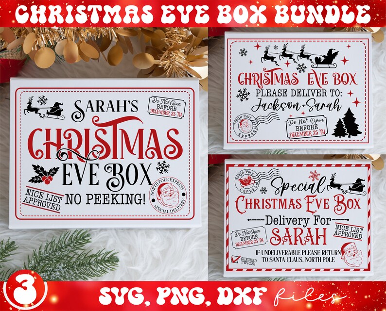 Christmas Eve Box SVG Bundle, Christmas Eve Crate Svg, Christmas Gift ...