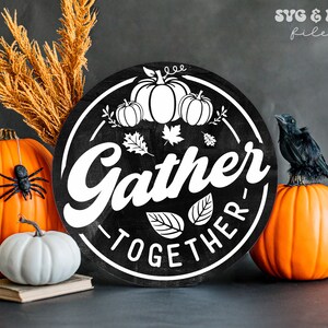 Fall Round Sign Svg Bundle, Thanksgiving Round Door Hanger Svg, Autumn ...