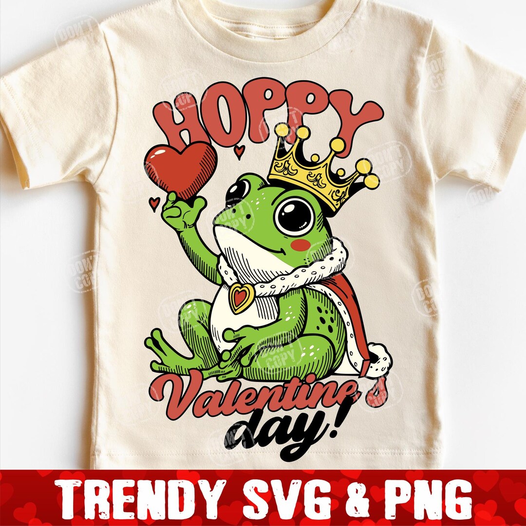 Hoppy Valentine’s Day Frog SVG PNG, Trendy Vday Toddler Svg, Funny Kids ...